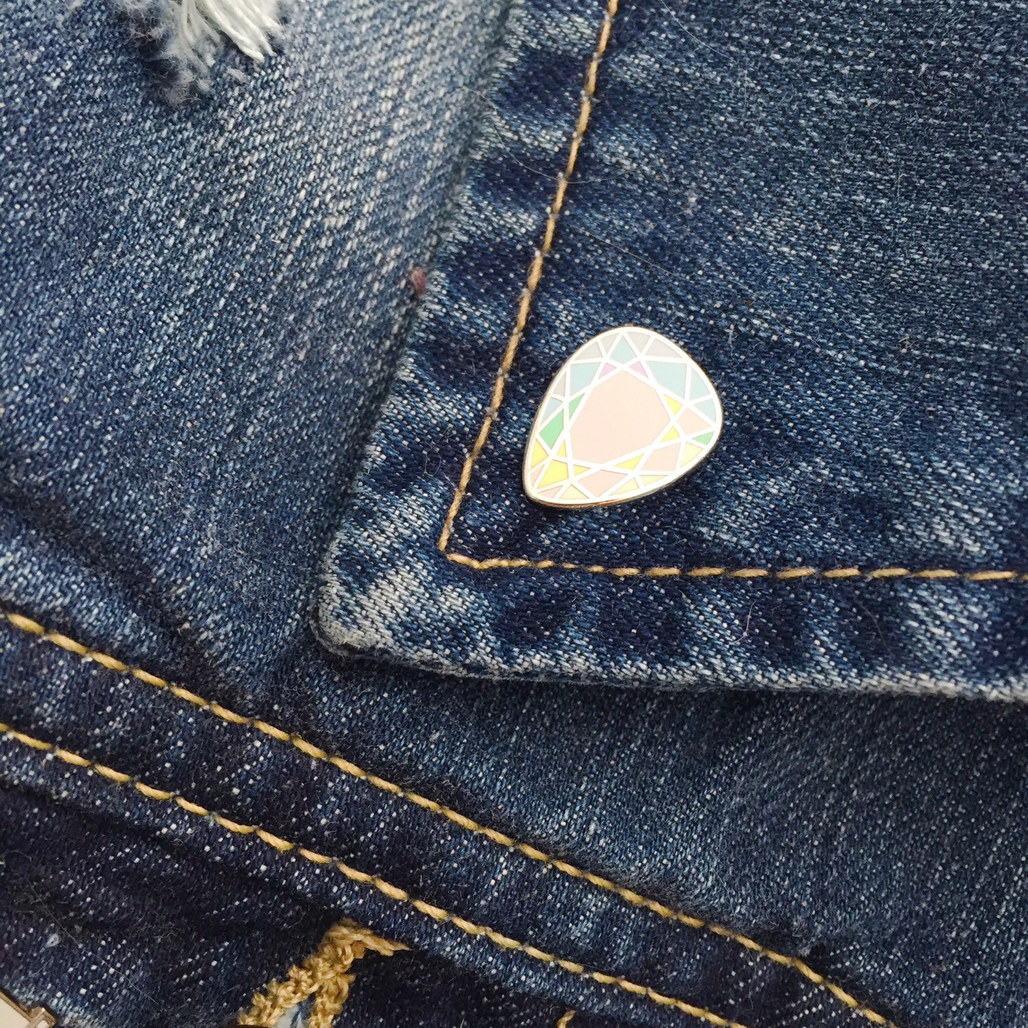 Rainbow Pastel Gem Stone Enamel Pin - Etsy