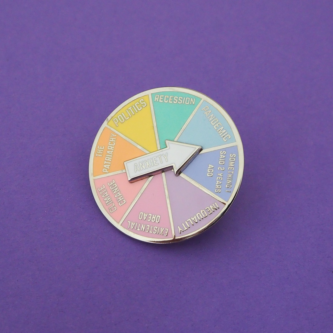 Anxiety Spinner Pin Badge - Mental Health Gifts - Enamel Pin - Lapel ...