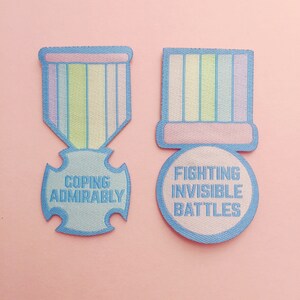 Fighting Invisible Battles Iron on Patch – Woven Pastel Rainbow - Etsy
