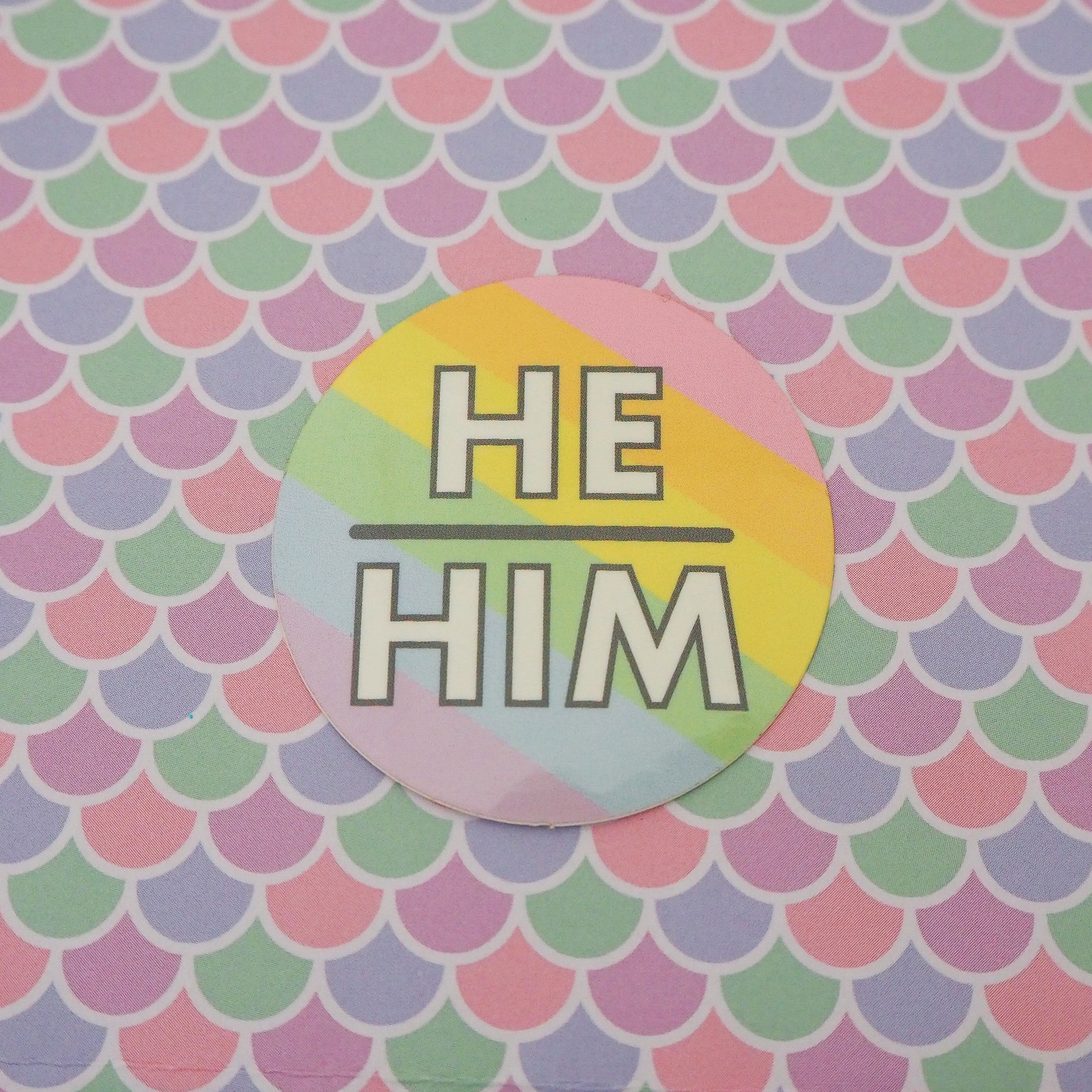 Pronoun Vinyl Sticker He/him Pastel Rainbow Sticker | Etsy