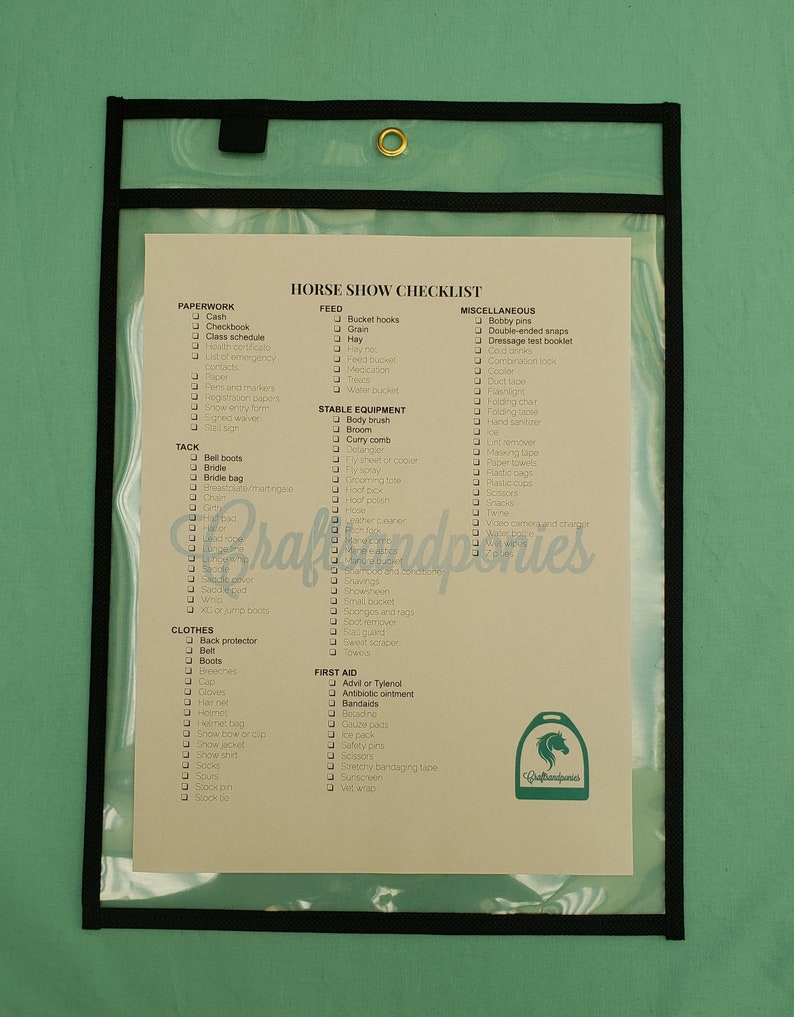 Horse Show Checklist Showing Checklist for Horse Camp Packing Checklist ...