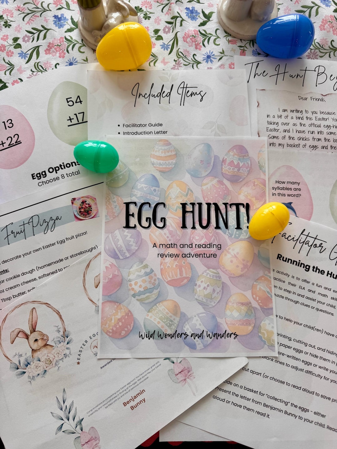 Egg Hunt! Printable, Editable Math + ELA Scavenger Hunt, Recipes, and ...
