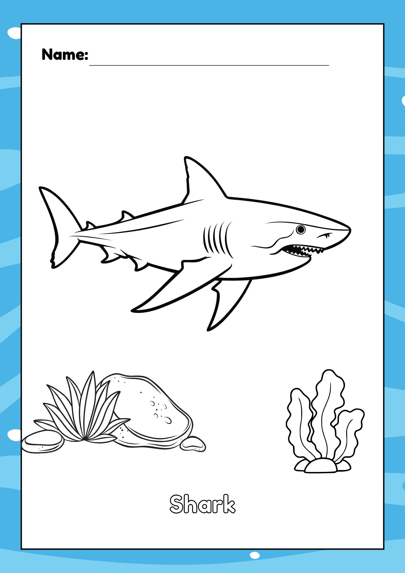 Sea Animals Coloring Worksheet for Preschool Kids Kindergarten Activity ...