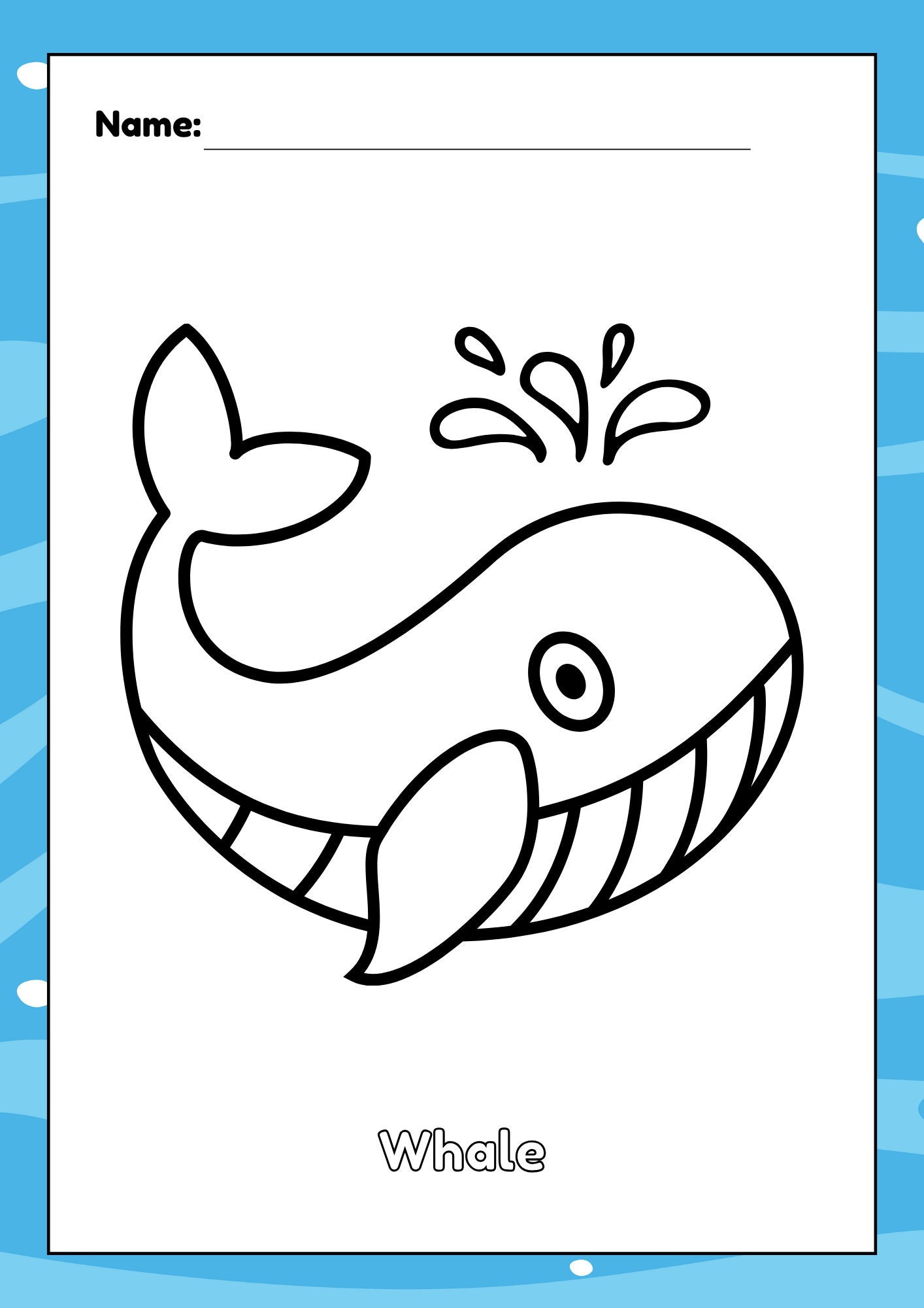 Sea Animals Coloring Worksheet for Preschool Kids Kindergarten Activity ...