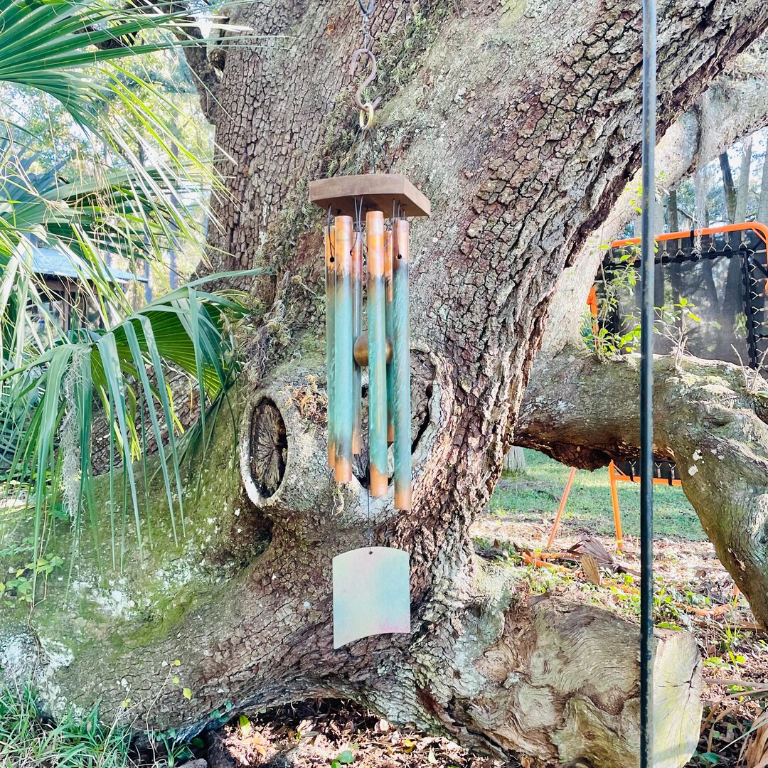 Wind Chime #45 Six 1/2 Inch Diameter Oxidized and Flame Copper Pipes ...