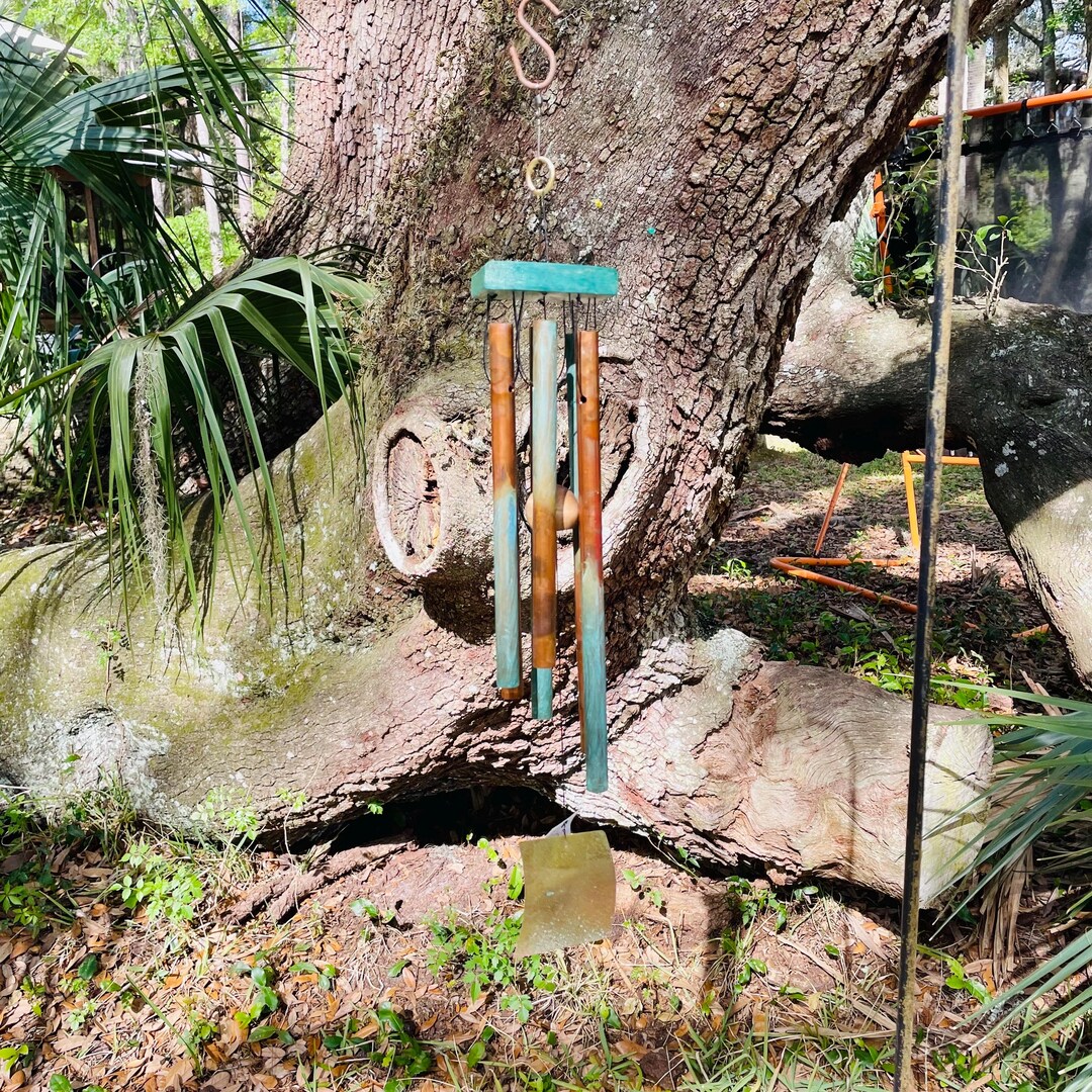 Wind Chime #46 Six 1/2 Inch Diameter Oxidized and Flame Copper Pipes ...