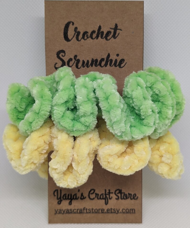 Crochet Chenille Scrunchies, Set of Two, Color of Choise, Women's Hair ...