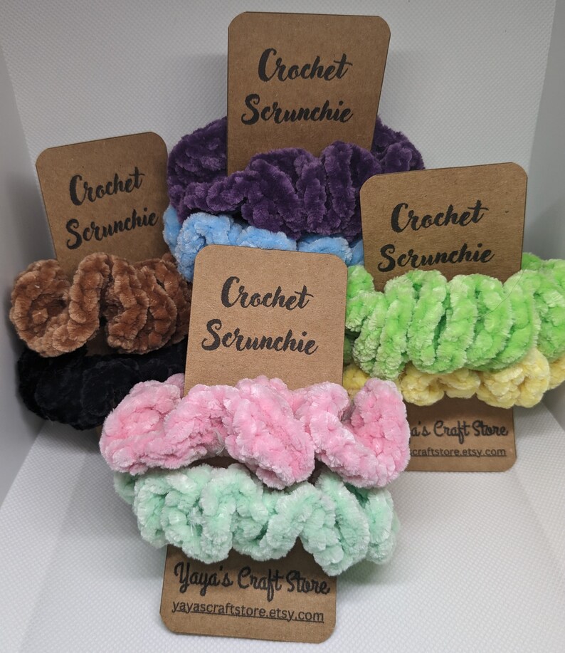 Crochet Chenille Scrunchies, Set of Two, Color of Choise, Women's Hair ...