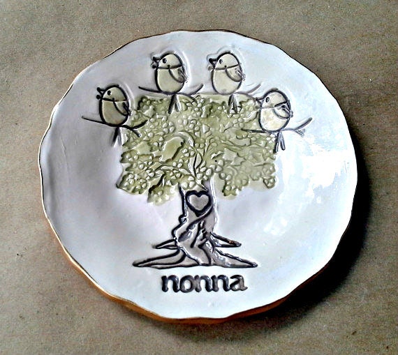 NONNA family tree with 4 Birdy Ceramic Trinket Bowl Mothers | Etsy
