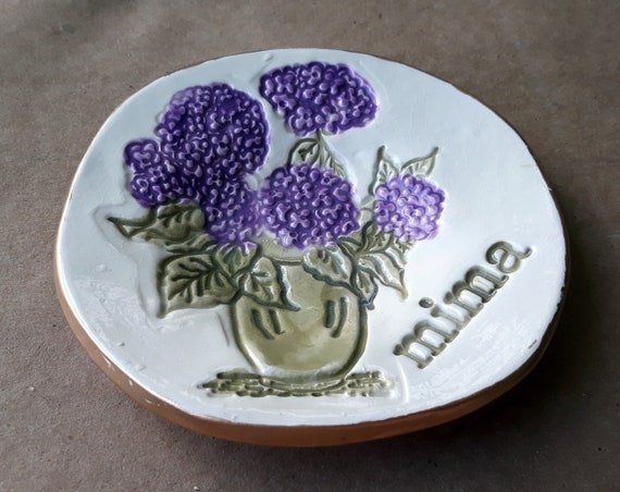 Ceramic Jewelry Holder Ring Dish Trinket Dish Hydrangea Edged | Etsy