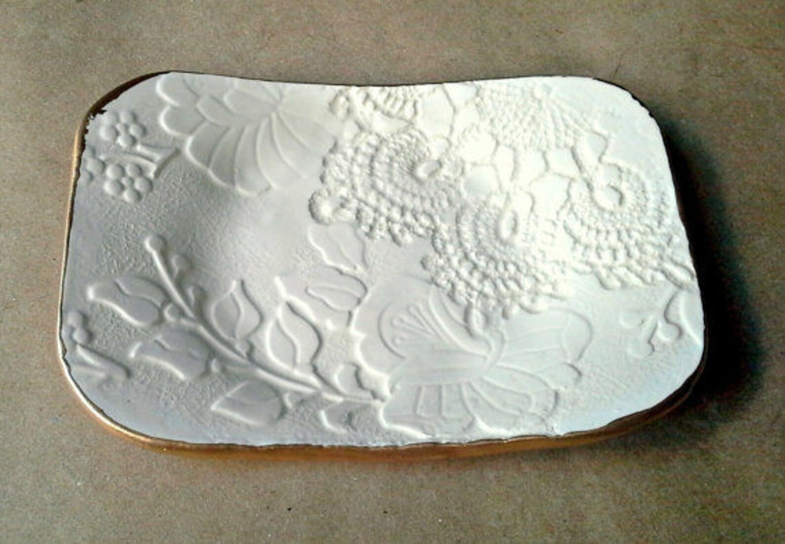 OFF WHITE Ceramic Lace Trinket Dish Jewelry Dish Soap Dish - Etsy