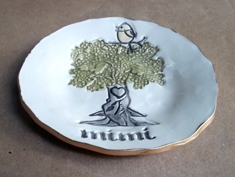 MIMI Family Tree With 1 Birdy Ceramic Trinket Bowl Mothers Day - Etsy