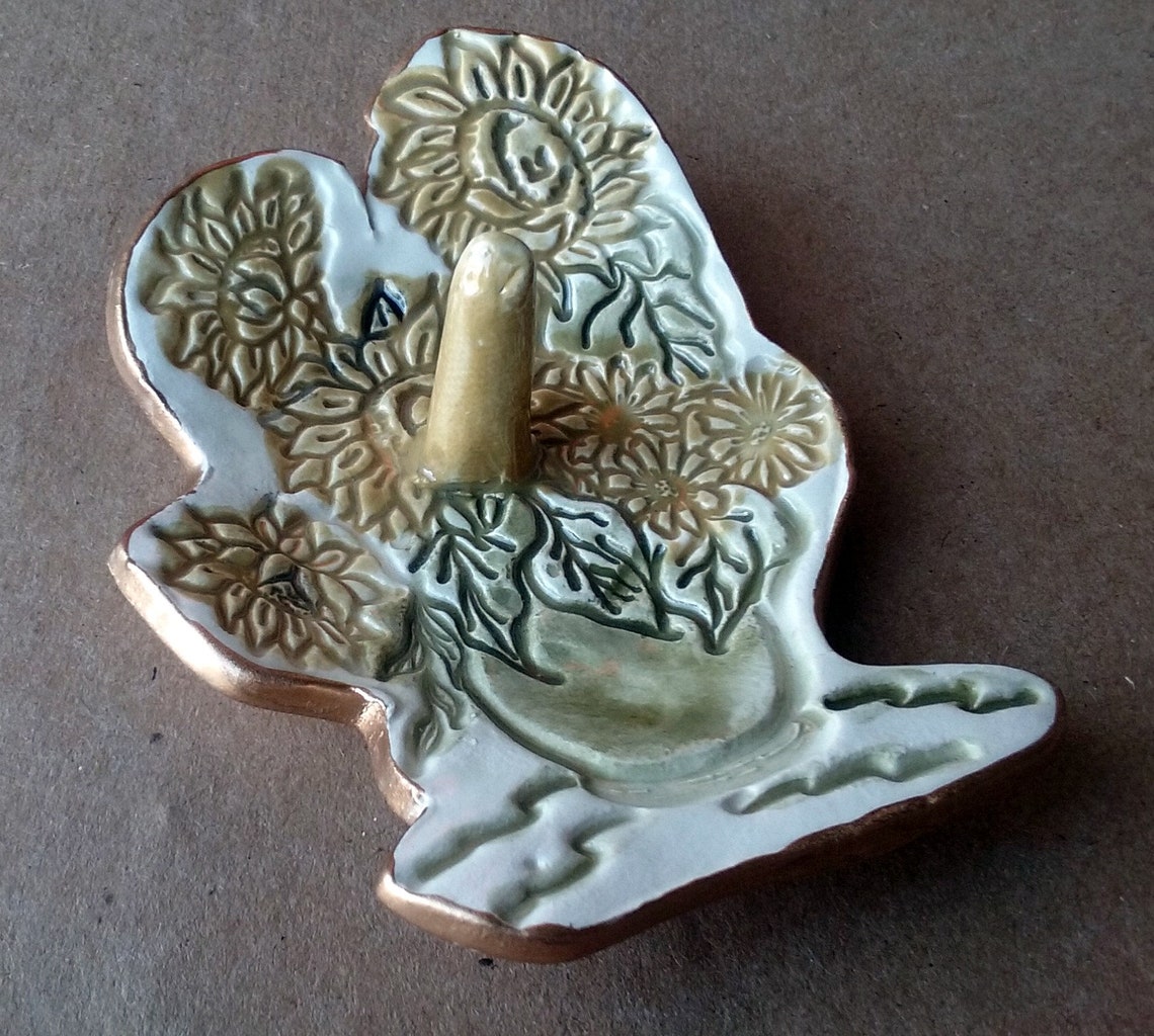 Ceramic Ring Holder Ring Bowl Ring Dish With Gold Edging | Etsy