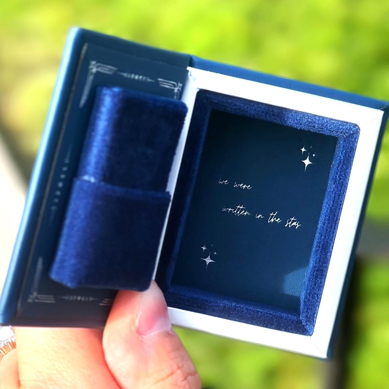 Silver Written in the Stars Book Ring Box, Book Shaped Jewelry Box ...