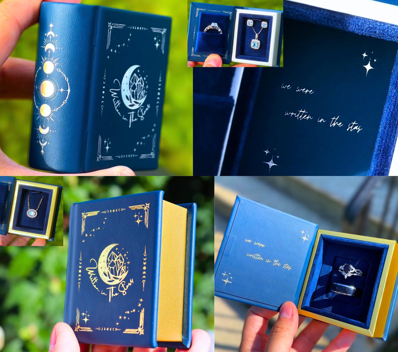 Silver Written in the Stars Book Ring Box, Book Shaped Jewelry Box ...