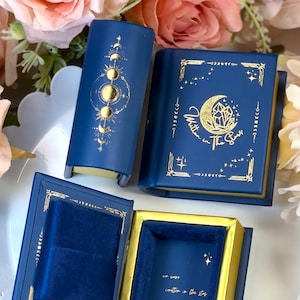 Gold Written in the Stars Book Ring Box, Book Shaped Jewelry Box ...