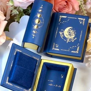 Celestial Book Ring Box, Book Shaped Jewelry Box, Engagement Ring Box ...