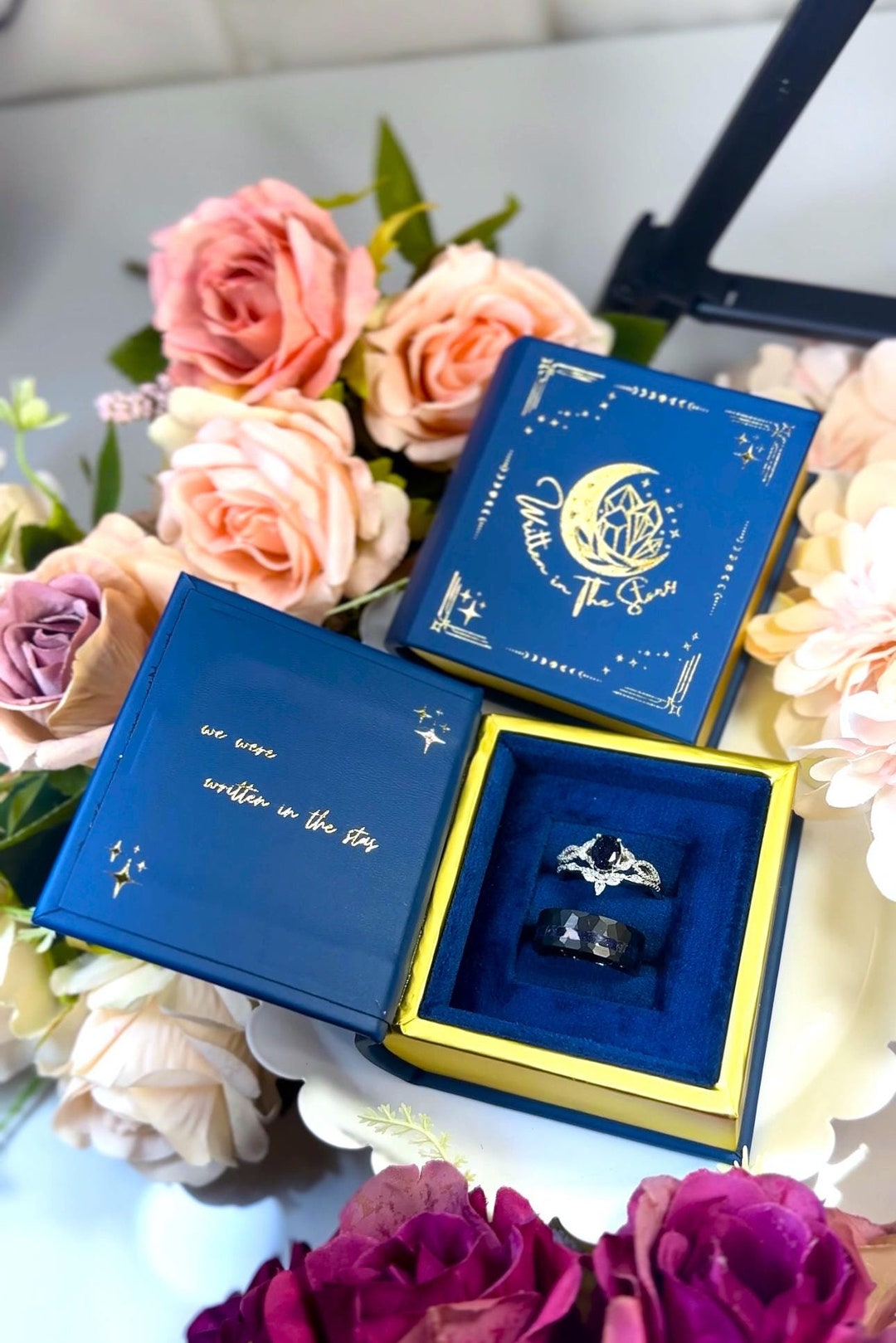 Written in the Stars Book Ring Box, Unique Wedding Band Holder, Book ...