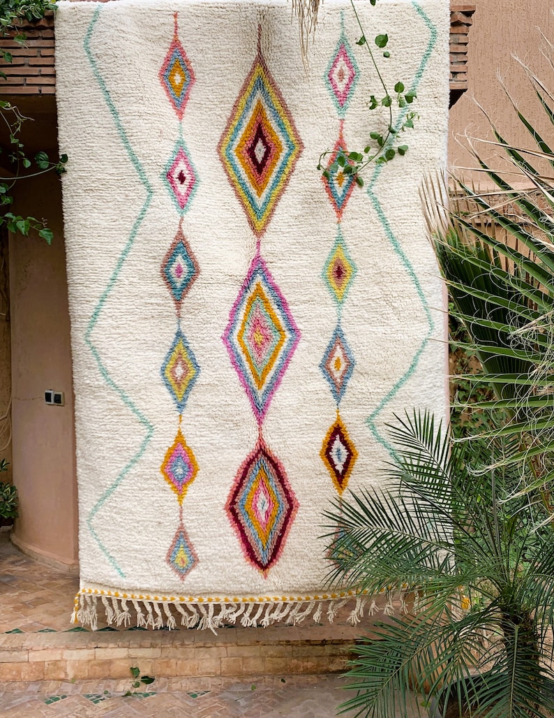 Handwoven Berber Area Rug natural Wool Authentic & Ethnic Colorful ...