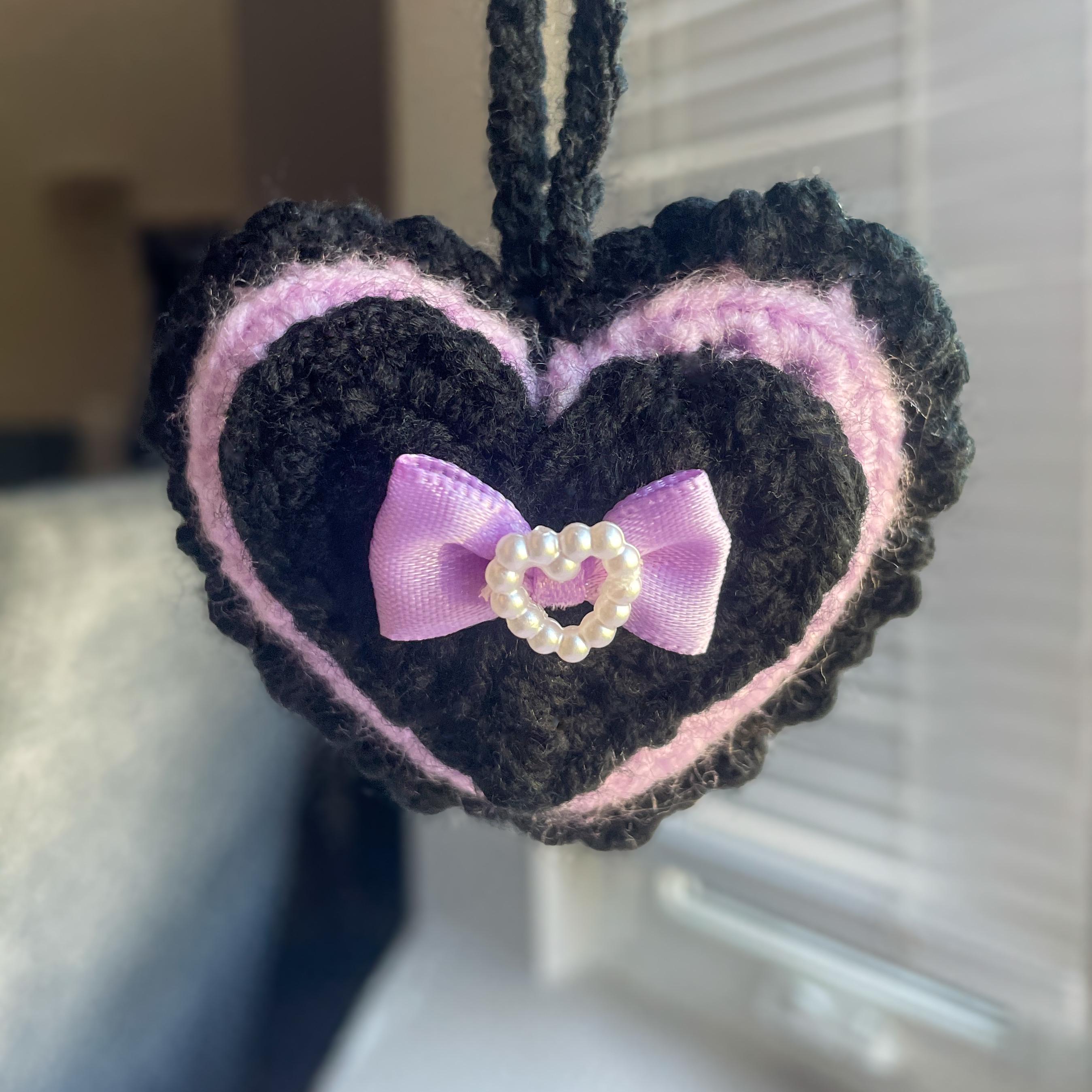 Coquette Heart Crochet Keychain - Etsy
