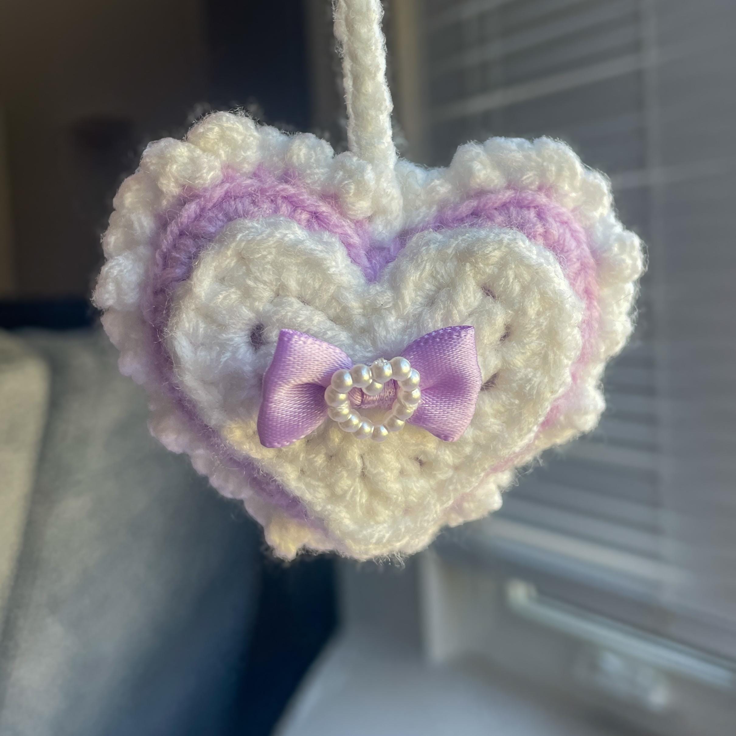 Coquette Heart Crochet Keychain - Etsy