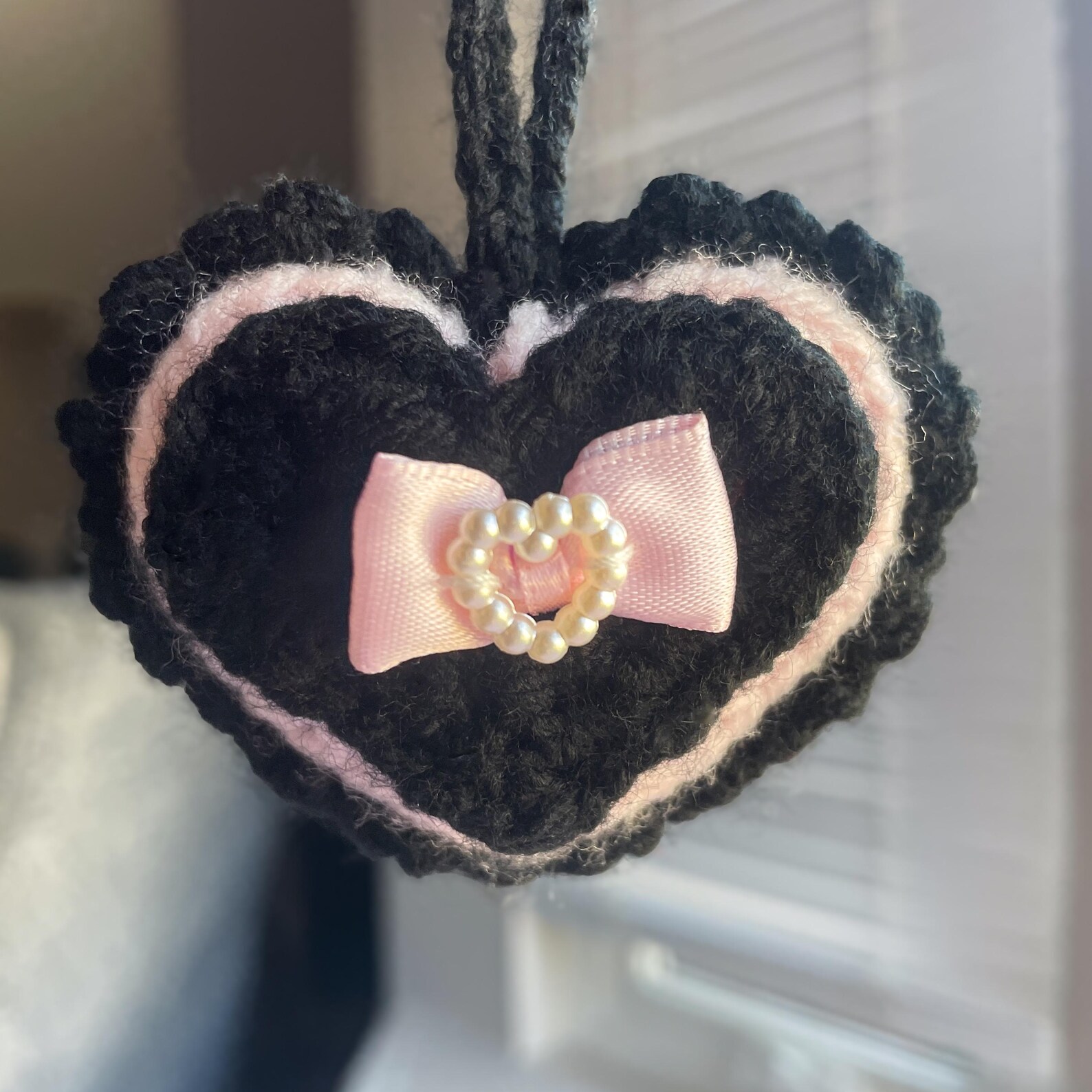 Coquette Heart Crochet Keychain - Etsy