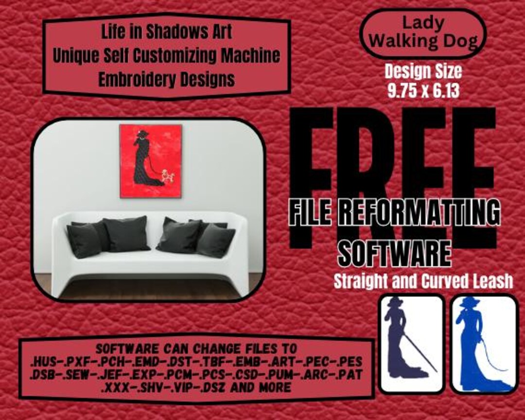 Woman Walking Dog Embroidery File Digital Download Machine Embroidery ...