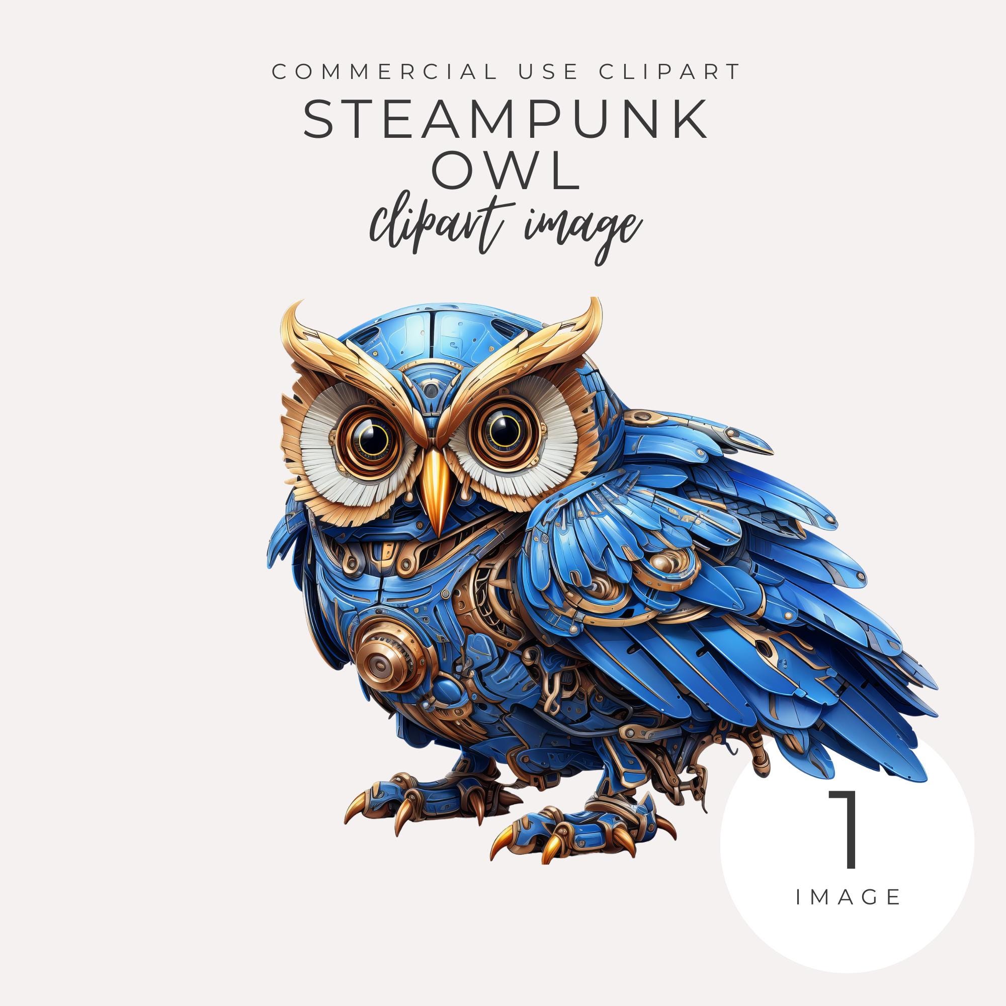 Steampunk Mechanical Owl INSTANT DOWNLOAD Fantasy Animal Illustration ...