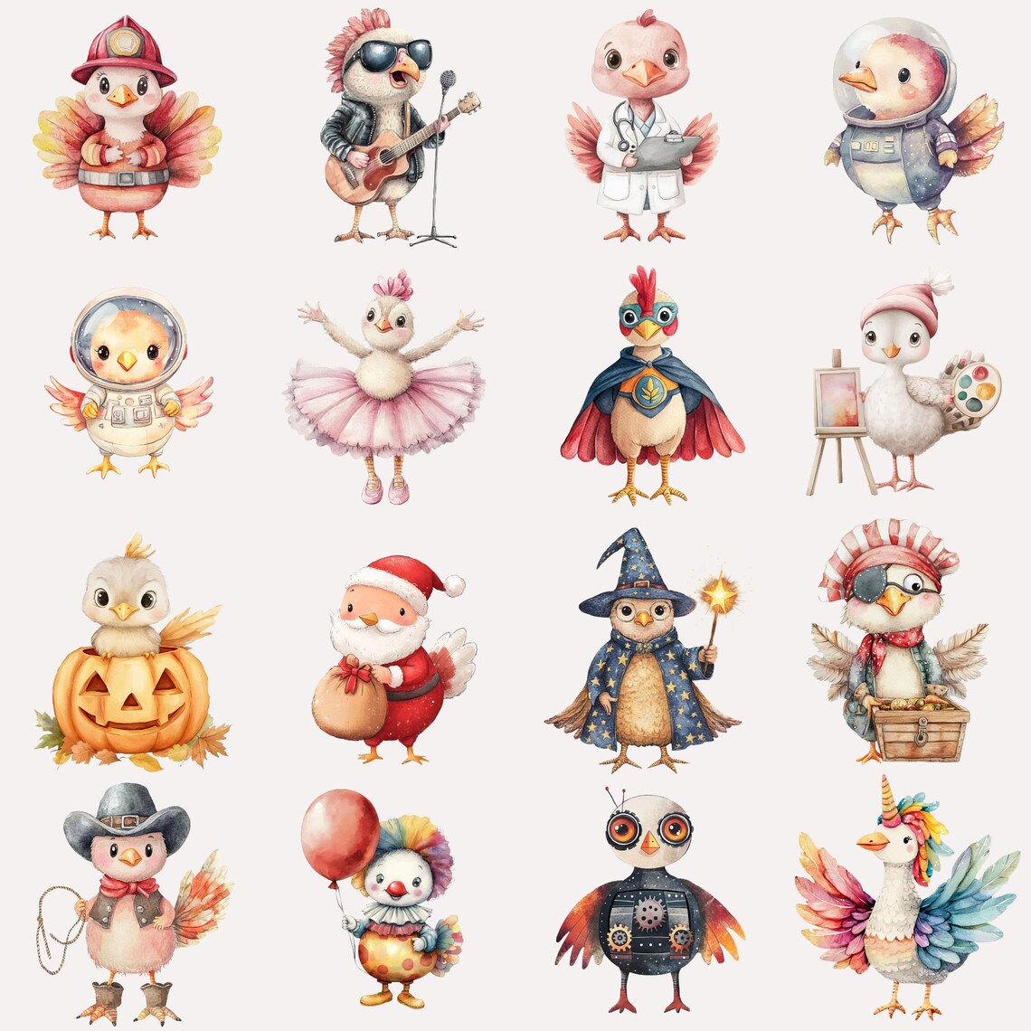 Turkey in Disguise Clipart, Instant Download, Watercolor Thanksgiving ...
