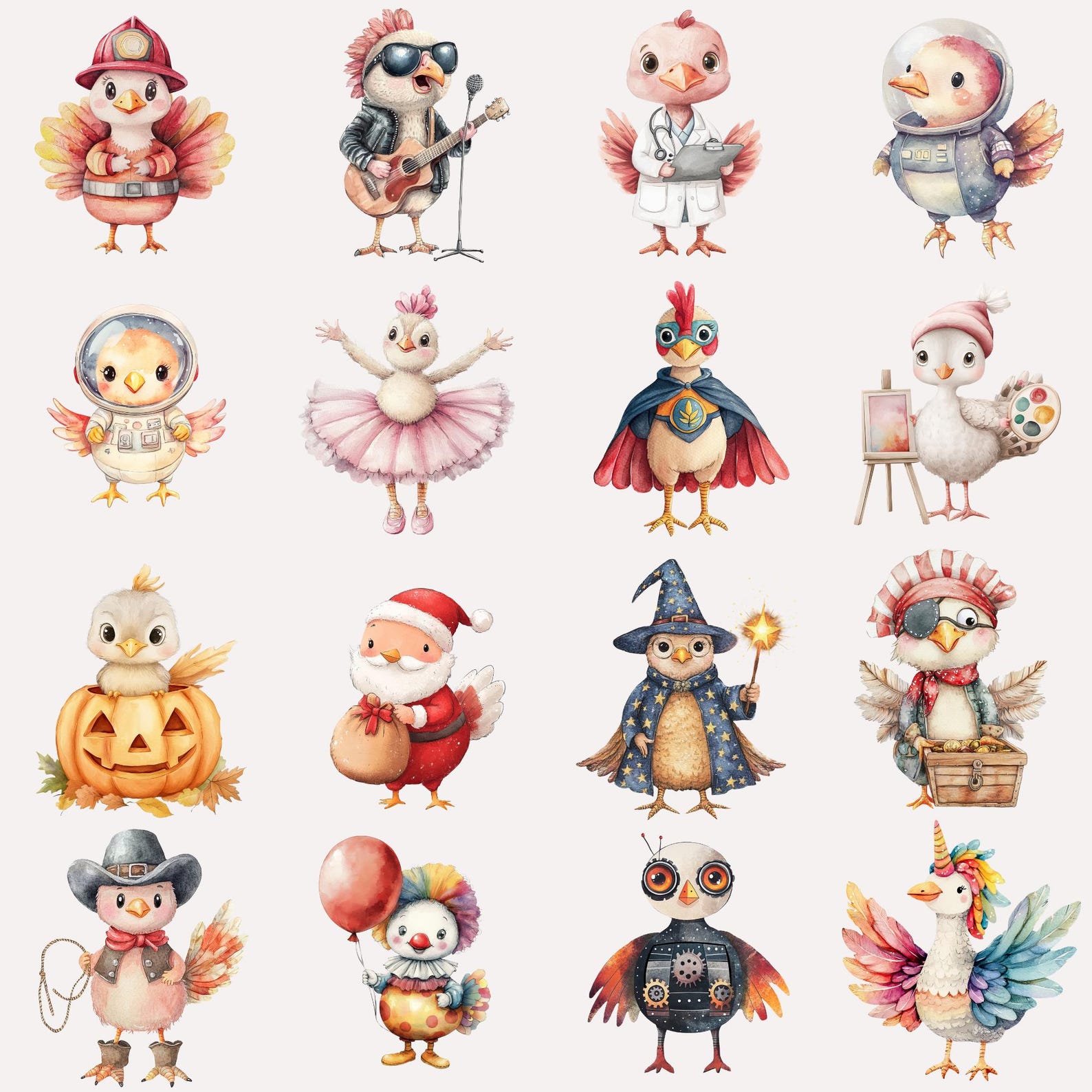 Turkey in Disguise Clipart, Instant Download, Watercolor Thanksgiving ...