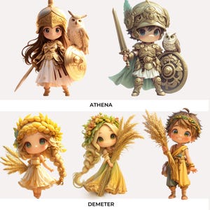 Greek Gods and Goddesses Clipart INSTANT DOWNLOAD Adorable Chibi Kawaii ...