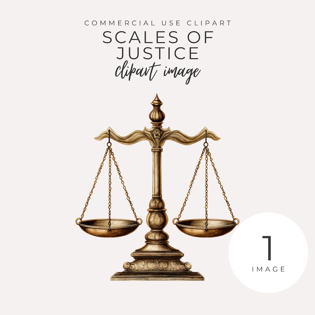 Scales of Justice Clipart INSTANT DOWNLOAD Legal and Law-themed Graphic ...