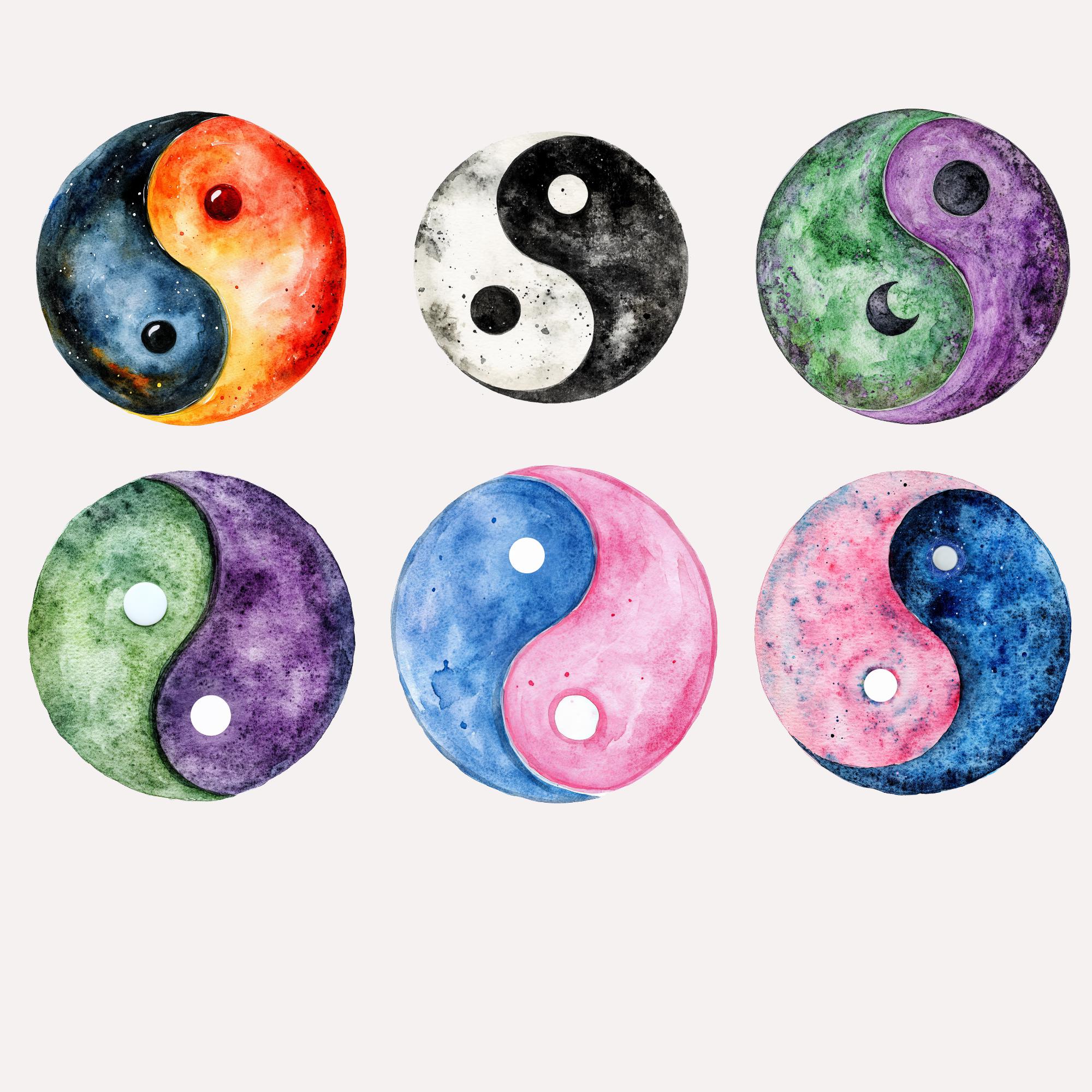 Watercolor Yin Yang Clipart Instant Download Cosmic Balance ...