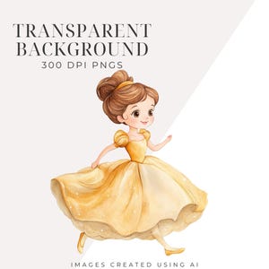 Watercolor Cinderella Clipart, Instant Download, Fairy Tale Princess ...