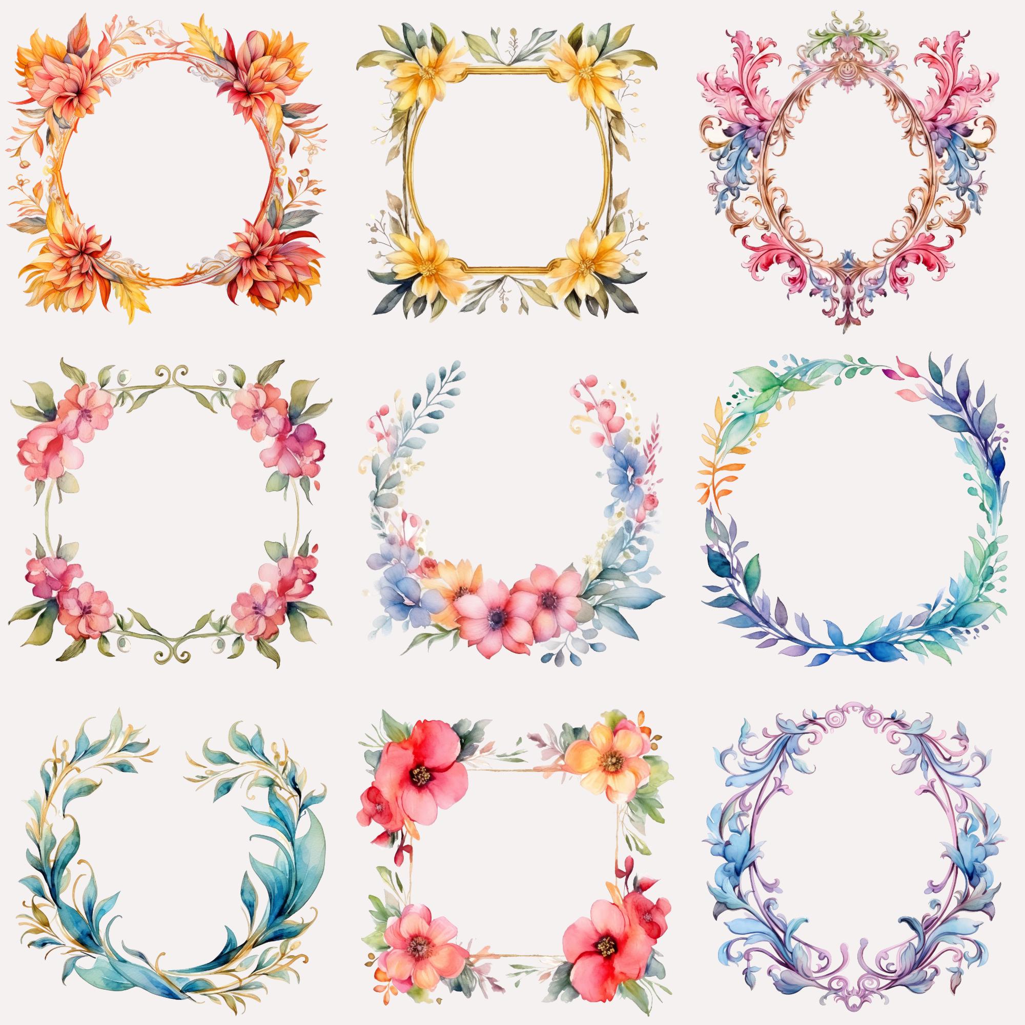 Watercolor Fancy Frames Clipart INSTANT DOWNLOAD Perfect for ...