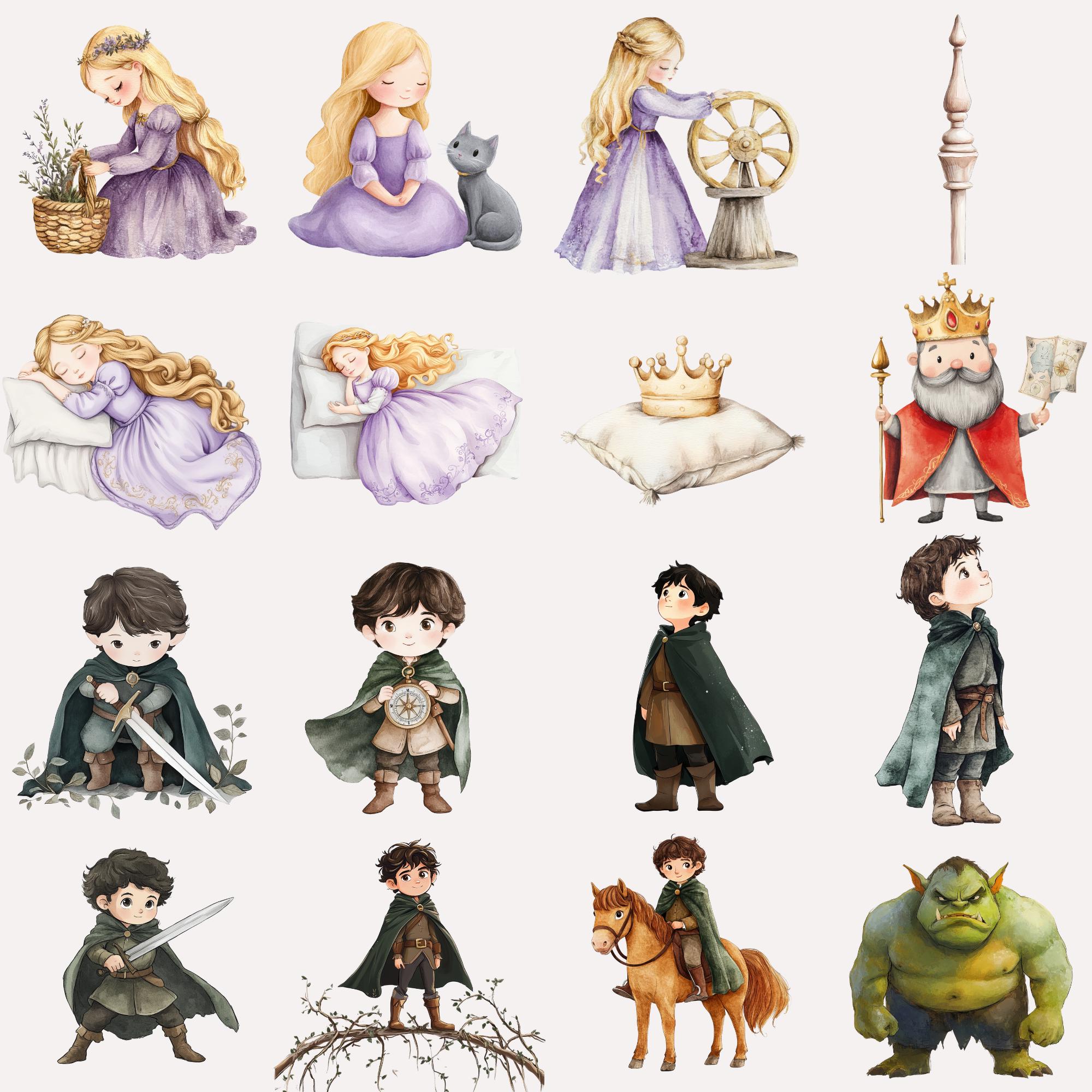 Sleeping Beauty Clipart, Enchanted Slumber Princess, Fairy Tale Story ...