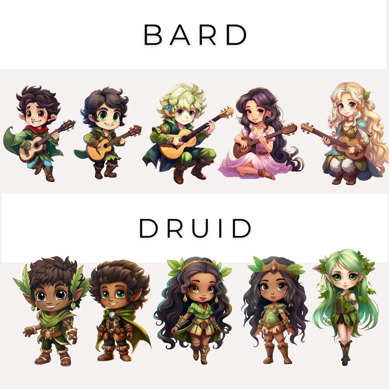 Cute Elf Kids RPG Characters Clipart INSTANT DOWNLOAD Elf Persona ...