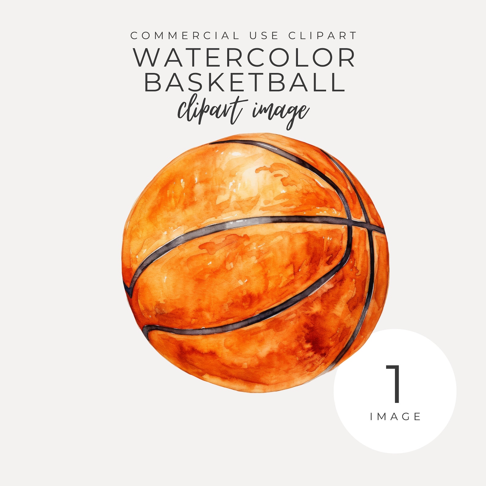 Watercolor Basketball Clipart INSTANT DOWNLOAD Orange and Black Sports ...