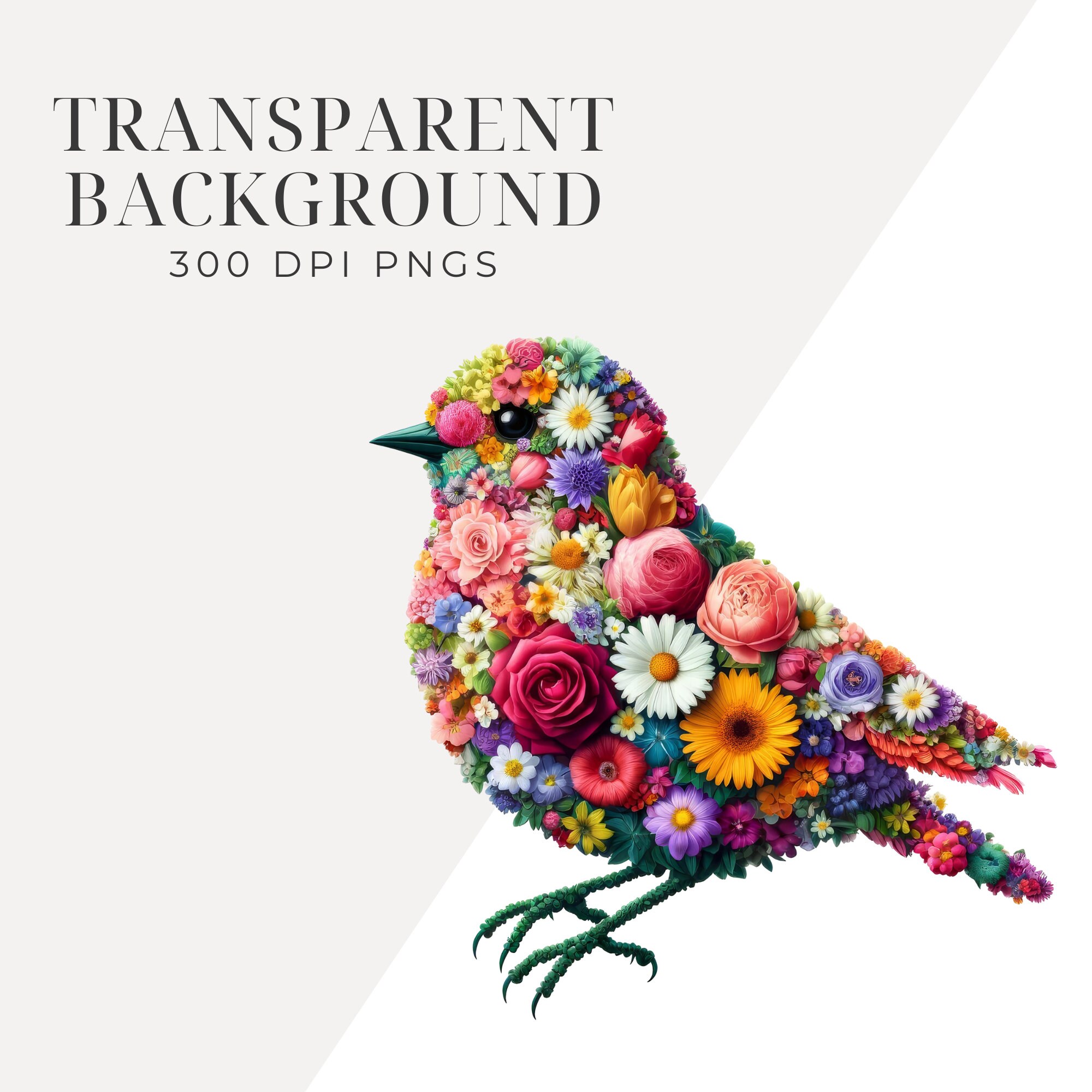 Flower Bird Clipart INSTANT DOWNLOAD Botanical Bird Graphics & Nature ...