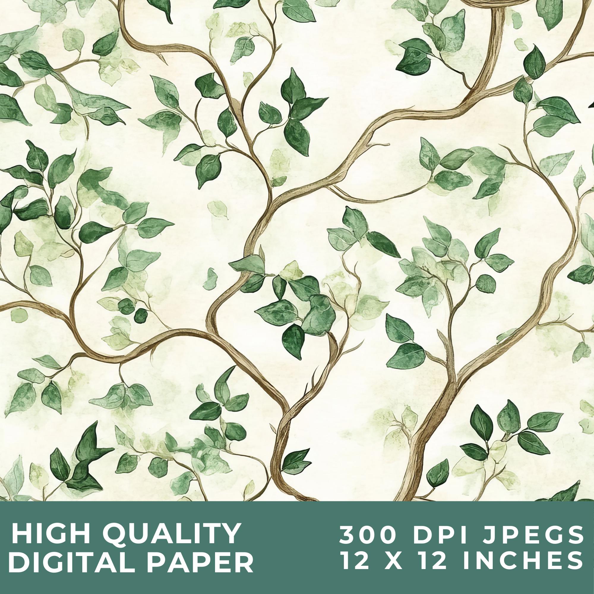 Ivy & Cypress Vines Digital Paper INSTANT DOWNLOAD Rustic Watercolor ...