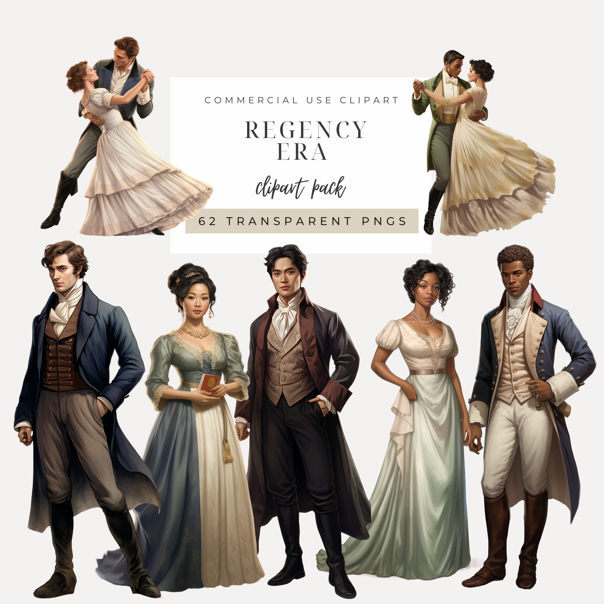 Regency Era Clipart INSTANT DOWNLOAD Romance Images & Jane Austen ...