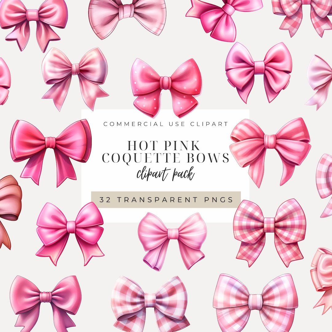 Hot Pink Coquette Bow Png INSTANT DOWNLOAD Blue Bow Clipart, Coquette ...