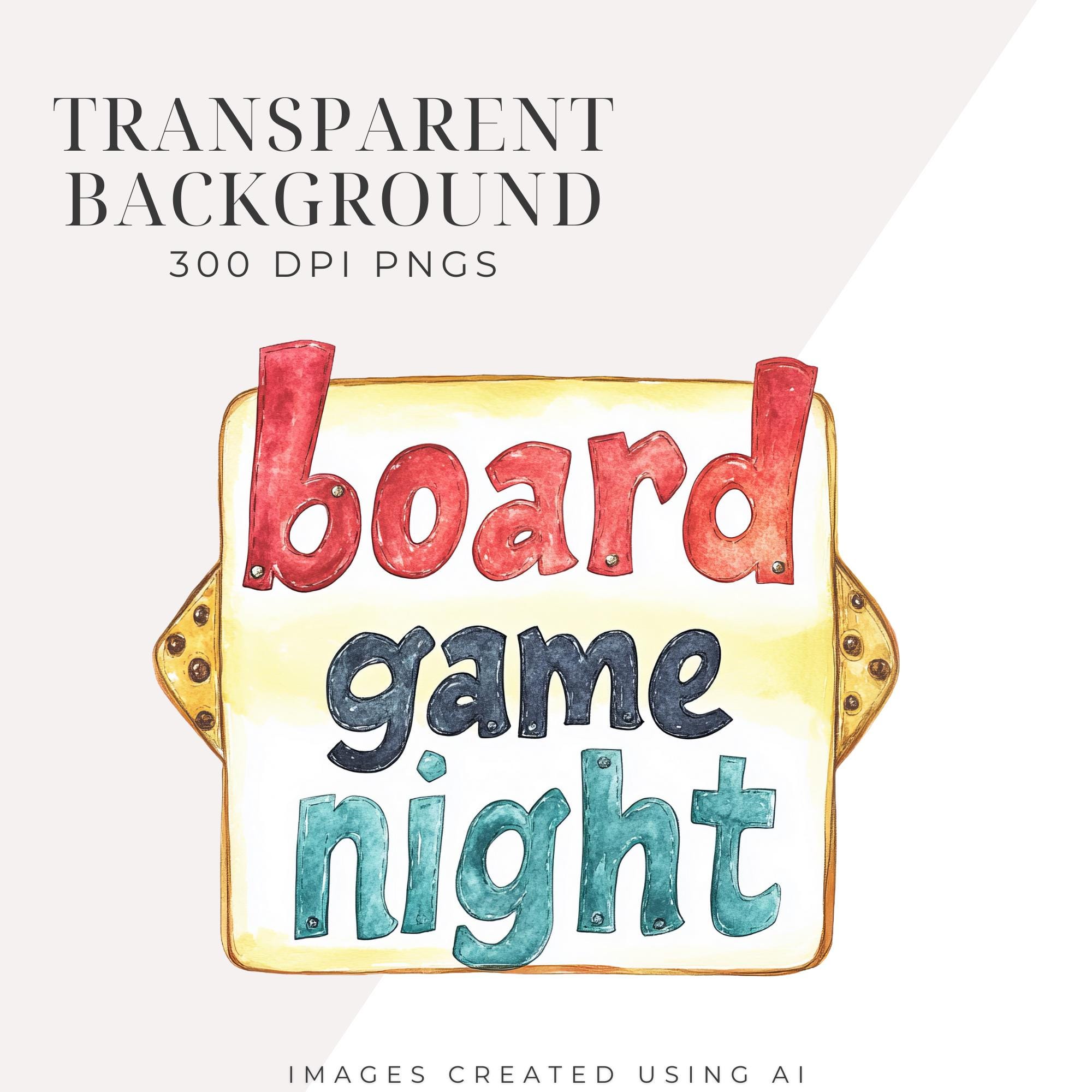 Cute Family Game Night Clipart Instant Download Watercolor Board Games ...