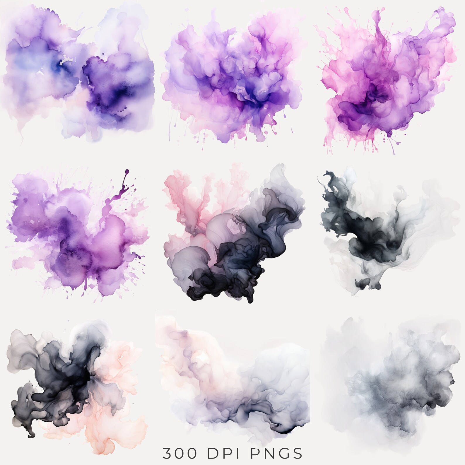 Neutral Watercolor Splashes & Paint Splatter Clipart INSTANT DOWNLOAD ...