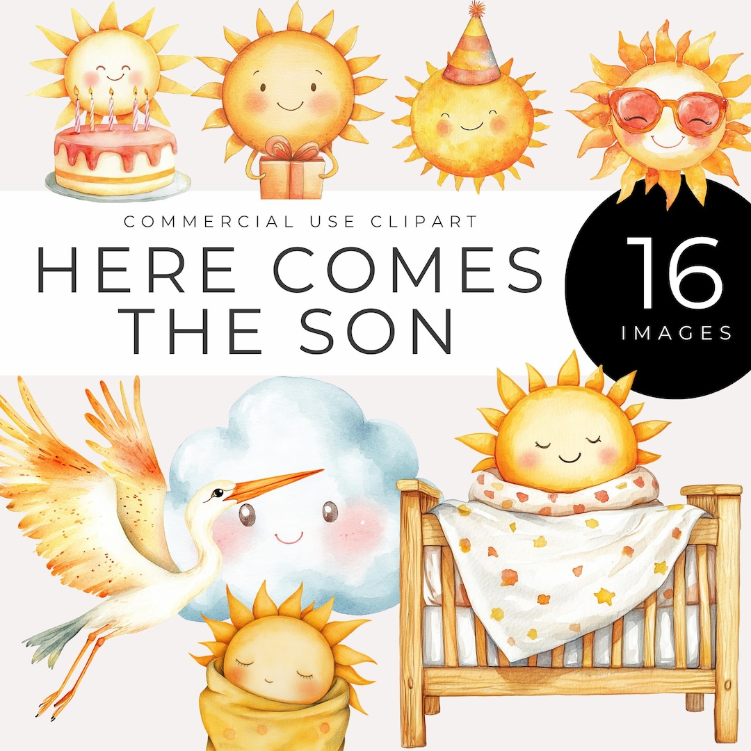 Here Comes the Son Clipart INSTANT DOWNLOAD Watercolor First Trip ...