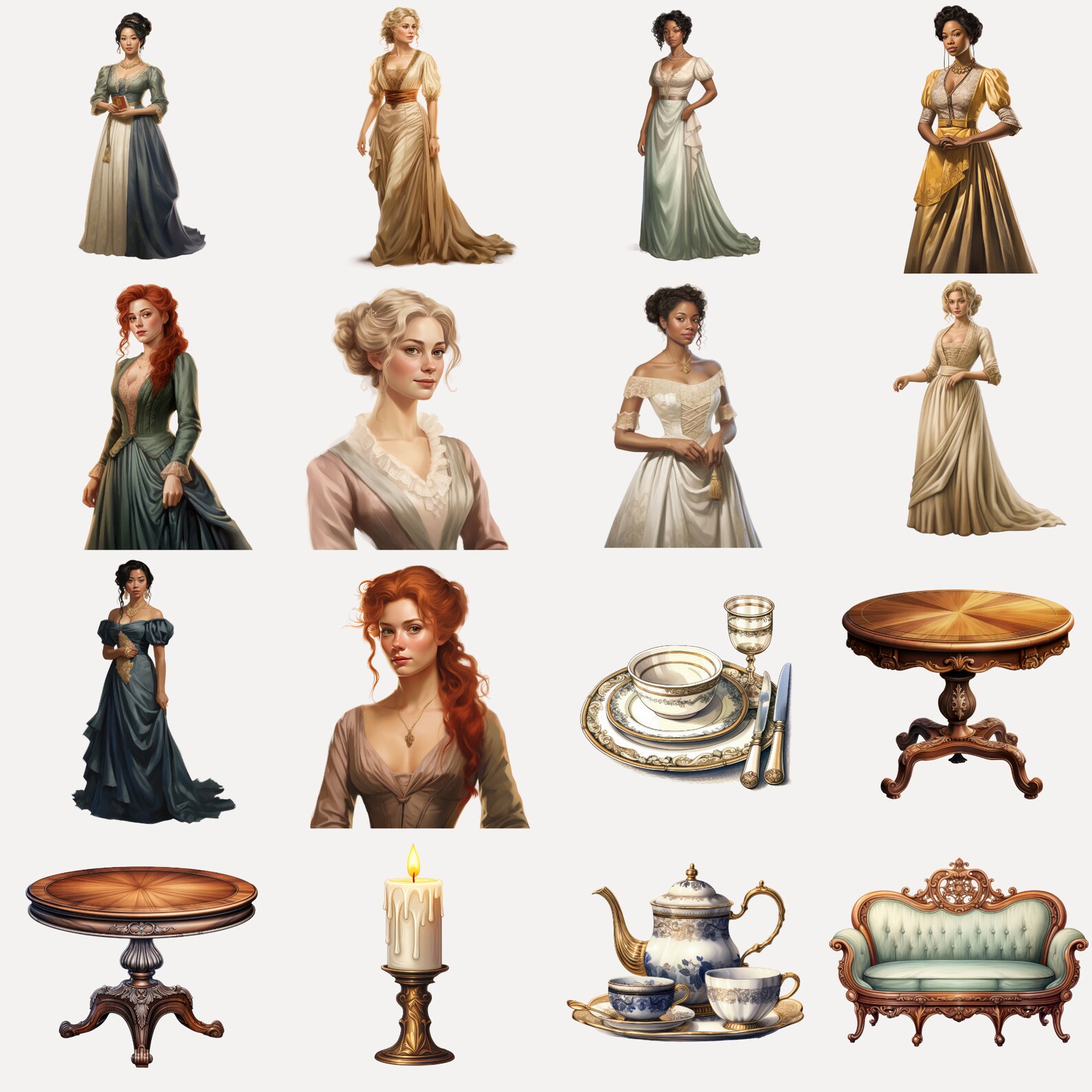 Regency Era Clipart INSTANT DOWNLOAD Romance Images & Jane Austen ...