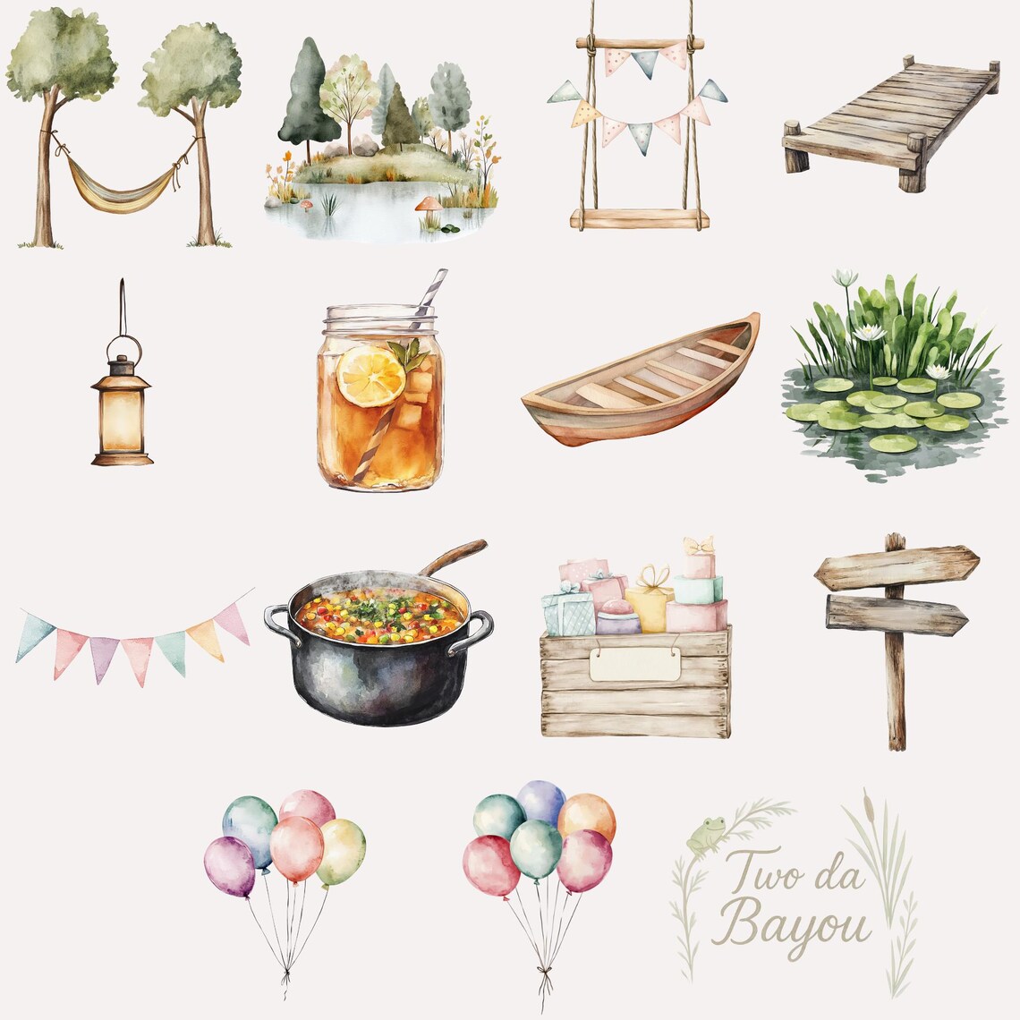 On the Bayou Party Clipart, INSTANT DOWNLOAD, Two Da Bayou Birthday PNG ...