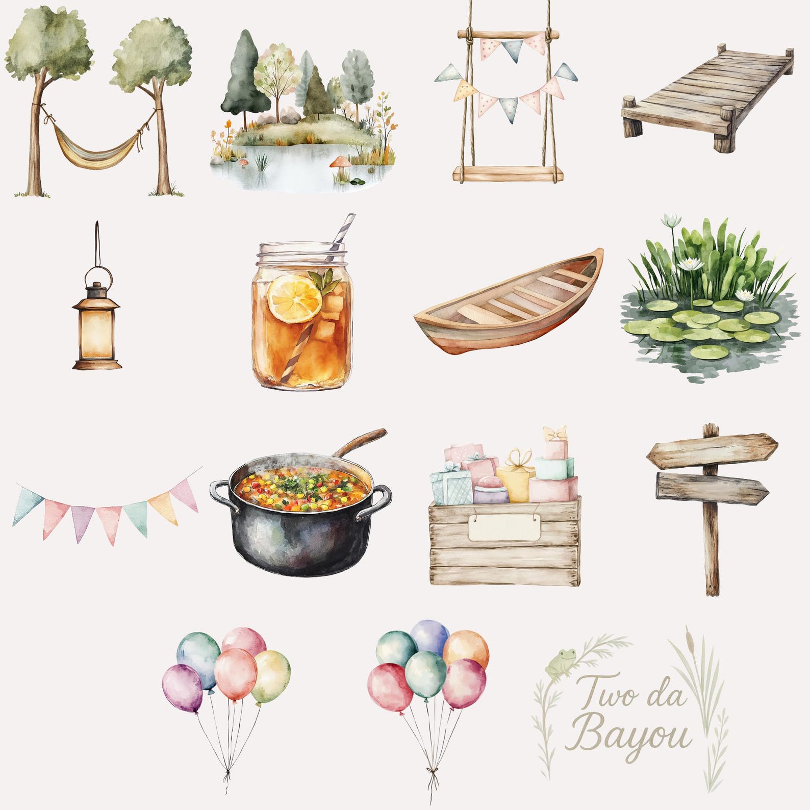 On the Bayou Party Clipart, INSTANT DOWNLOAD, Two Da Bayou Birthday PNG ...