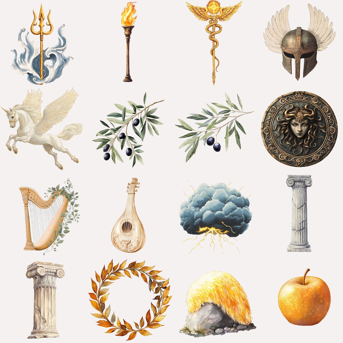Greek Gods and Goddesses Clipart, Instant Download, Mythology PNG ...