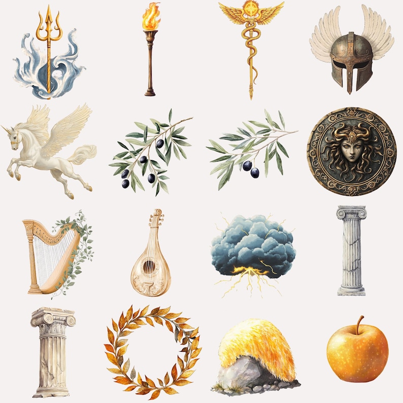 Greek Gods and Goddesses Clipart, Instant Download, Mythology PNG ...
